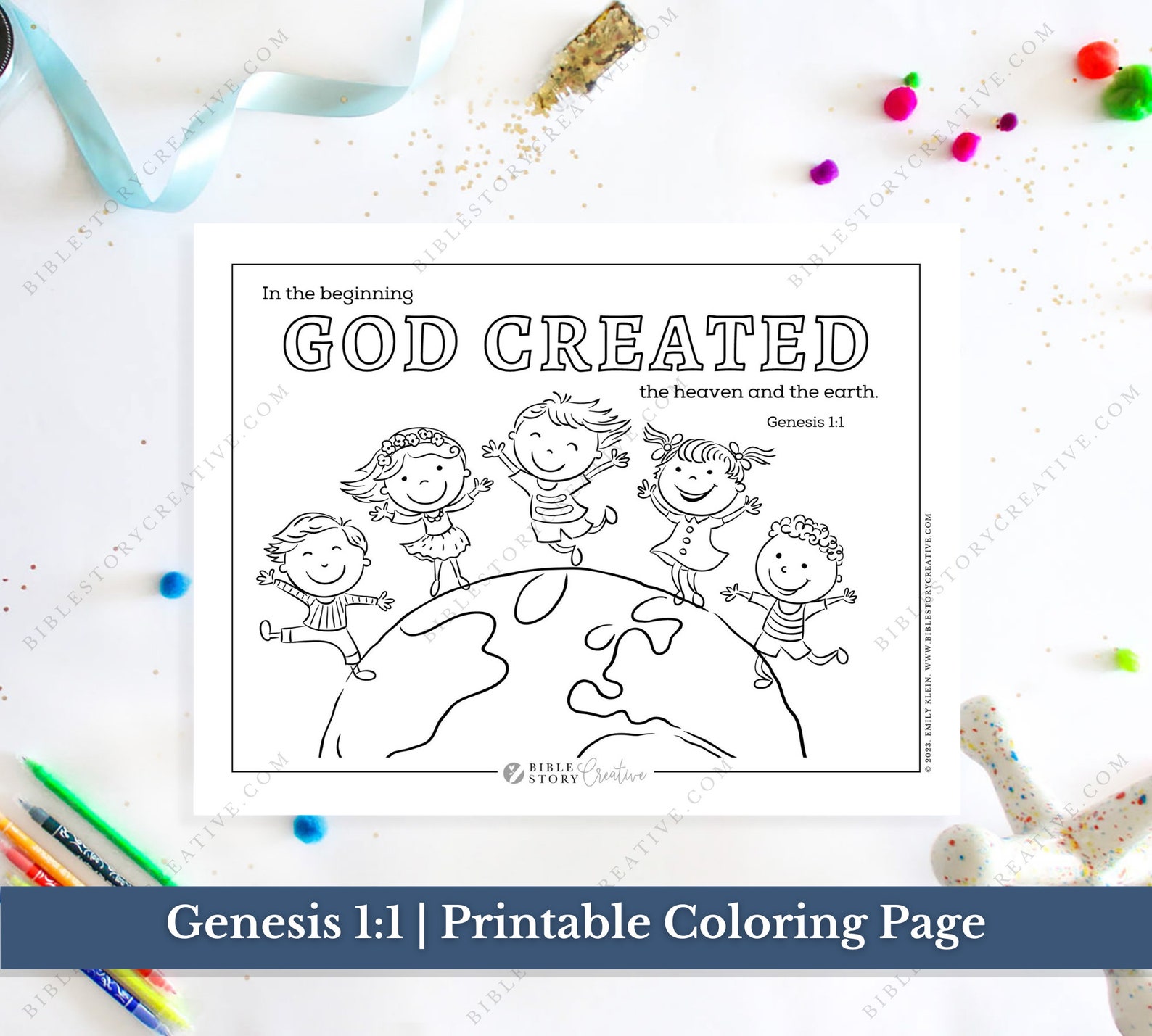 Genesis 1:1 | Bible Verse Printable Coloring Page for Kids | KJV Sunday ...