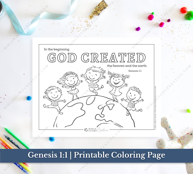 Genesis 1:1 | Bible Verse Printable Coloring Page for Kids | KJV Sunday ...