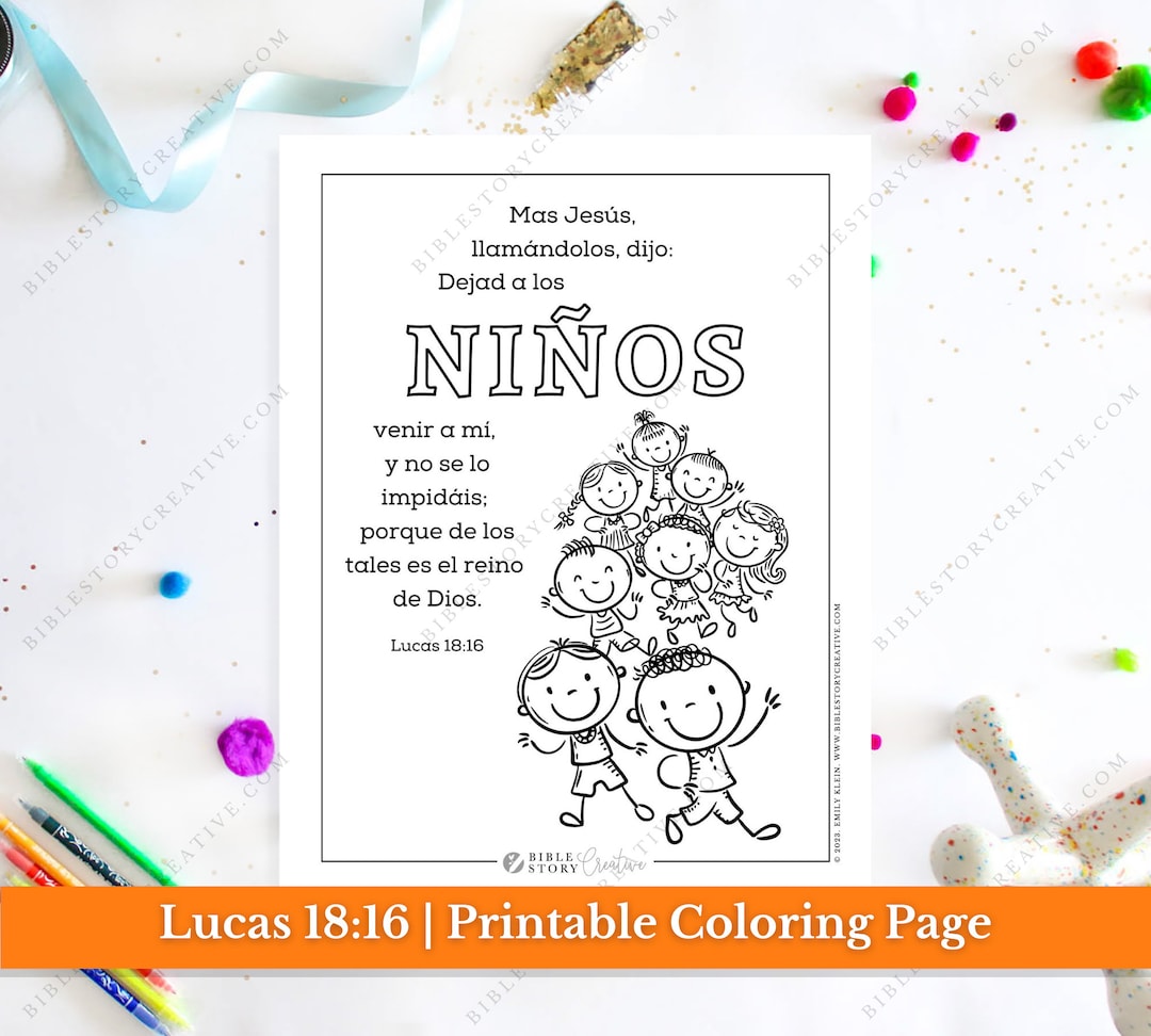 Lucas 18:16 | Spanish Bible Verse Printable Coloring Page for Kids | RV ...