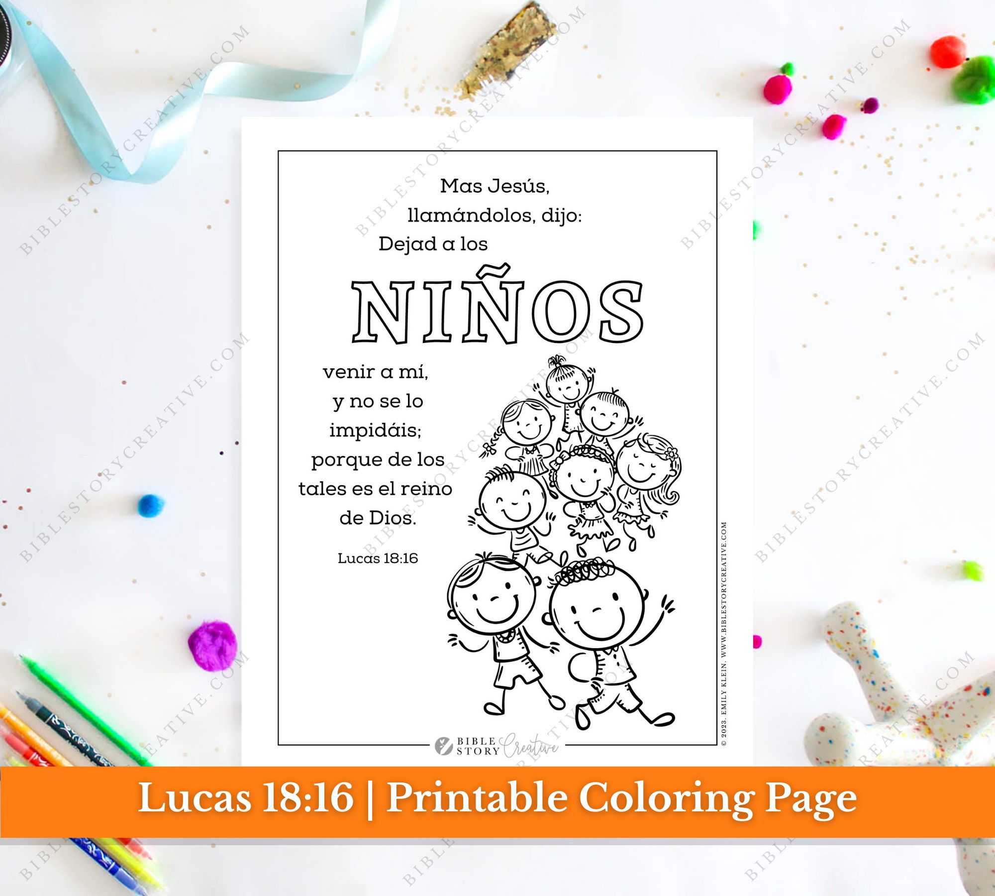 Lucas 18:16 | Spanish Bible Verse Printable Coloring Page for Kids | RV ...