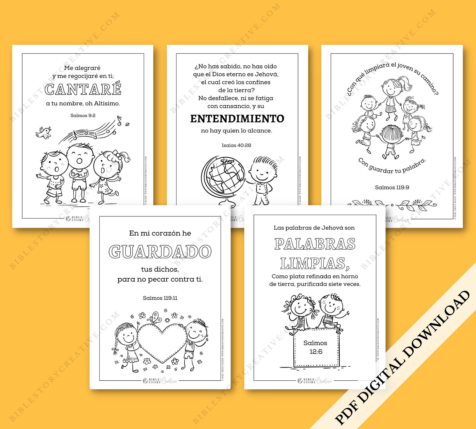 34 Spanish Bible Verse Coloring Pages for Kids (PDF Digital Download ...