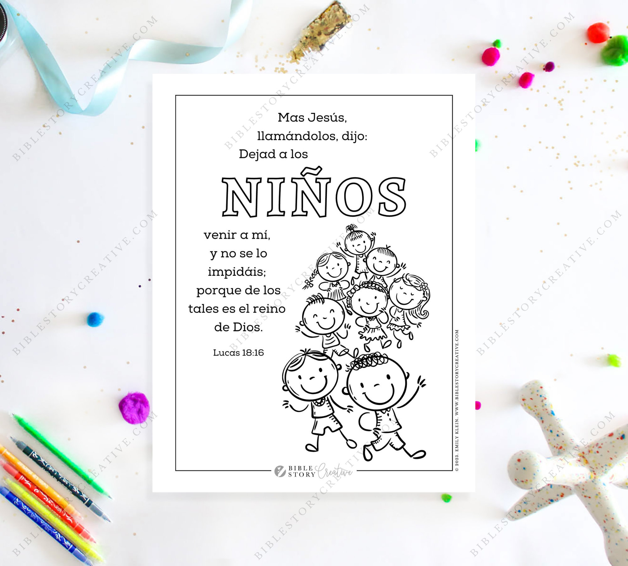 Lucas 18:16 | Spanish Bible Verse Printable Coloring Page for Kids | RV ...