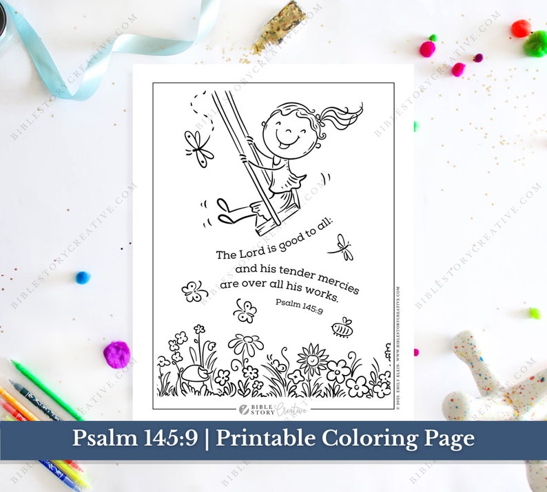 Psalm 145:9 | Bible Verse Printable Coloring Page for Kids | KJV Sunday ...