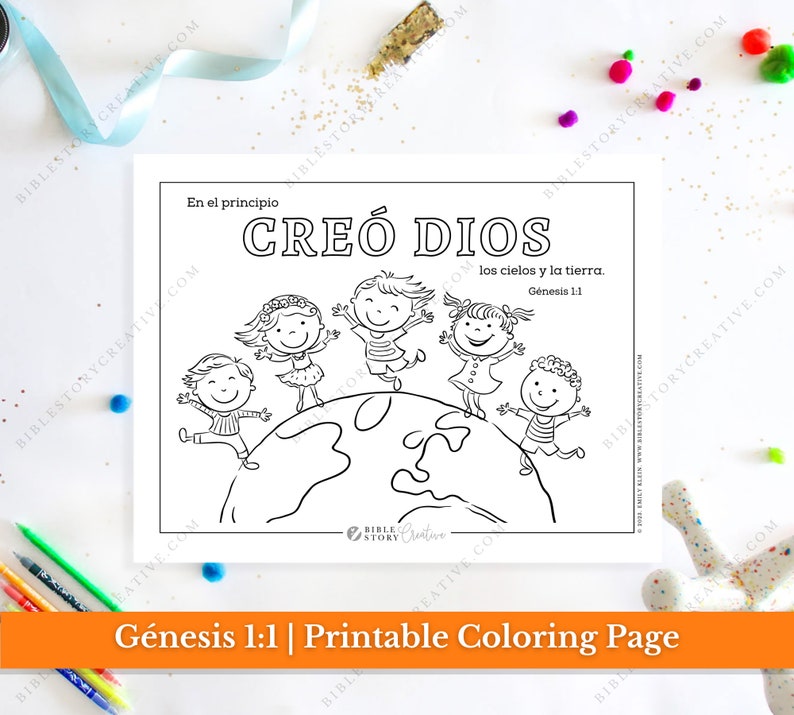 Génesis 1:1 / Página para colorear imprimible con versículo bíblico en ...