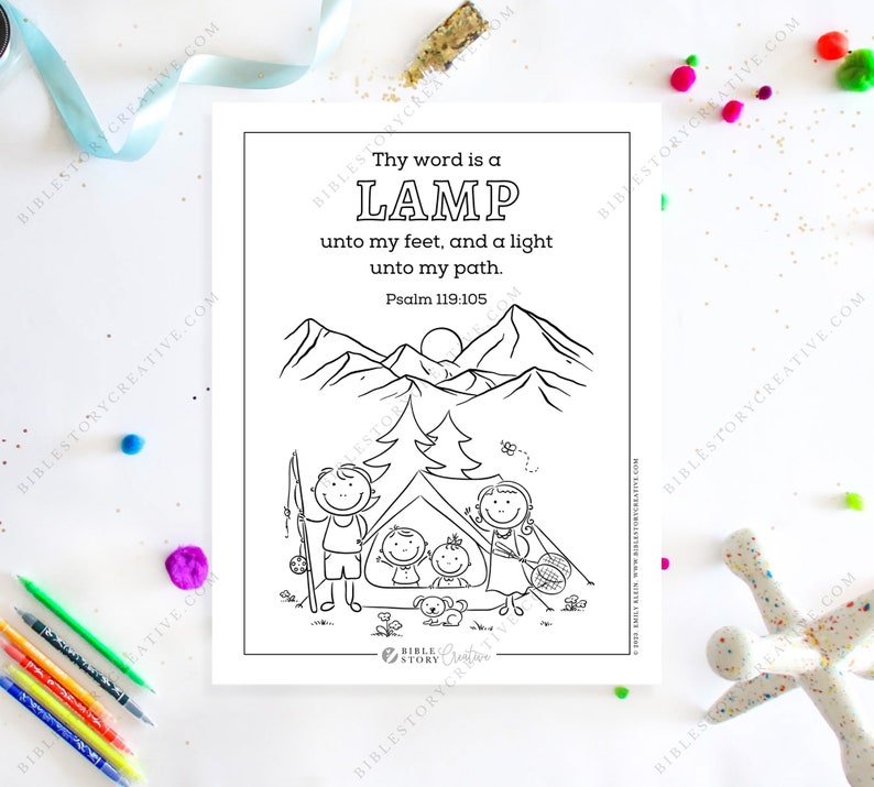 Psalm 119:105 Bible Verse Coloring Page | KJV Printable for Kids ...