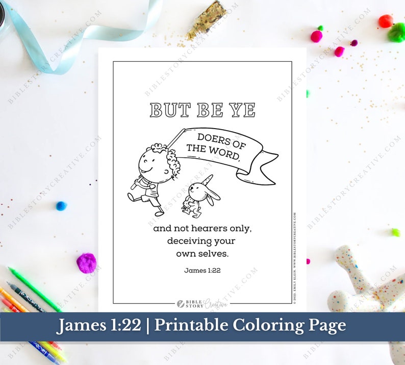 James 1:22 | Bible Verse Printable Coloring Page for Kids | KJV Sunday School Scripture | PDF ...