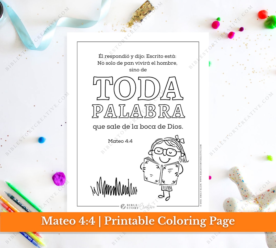 Mateo 4:4 Spanish Bible Verse Coloring Page (PDF Digital Download) - Etsy