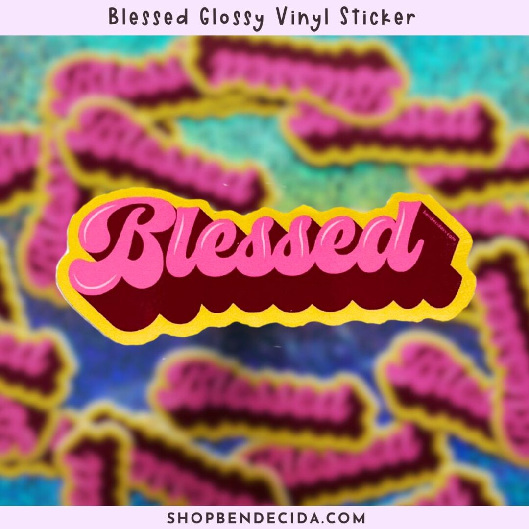 Blessed Glossy Pink Vinyl Sticker | Catholic Sticker, Faith Sticker ...