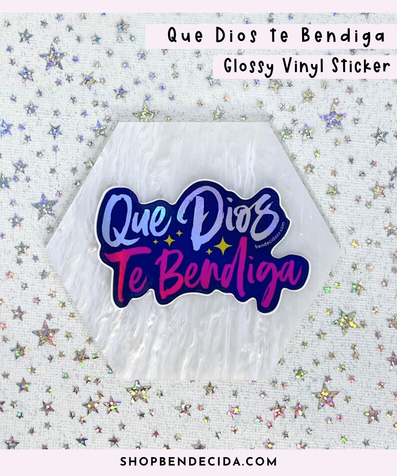 Que Dios Te Bendiga Holographic Sticker: Spanish Latina Faith Decal - Etsy