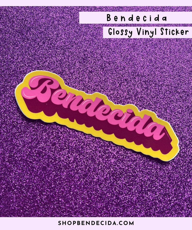 Bendecida Glossy Pink Vinyl Sticker | Spanish Sticker, Latina Sticker ...