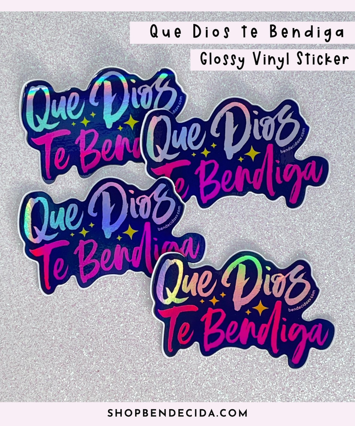 Que Dios Te Bendiga Holographic Sticker: Spanish Latina Faith Decal - Etsy