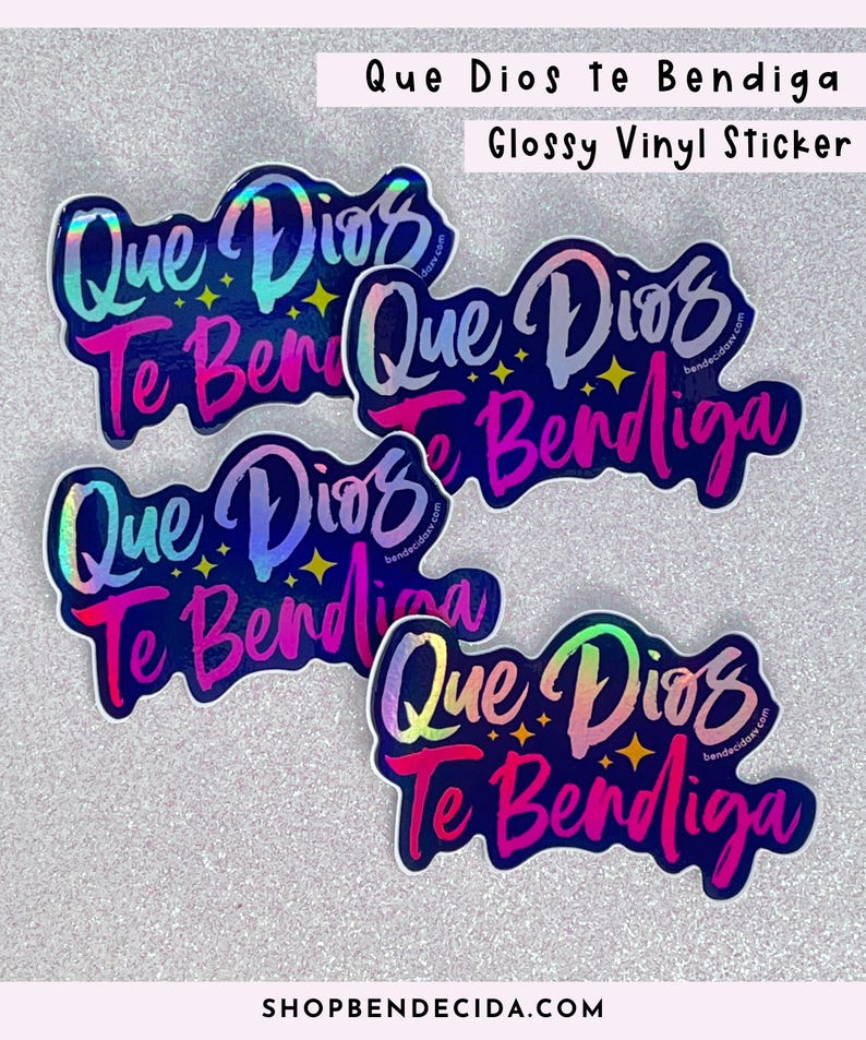 Que Dios Te Bendiga Holographic Sticker: Spanish Latina Faith Decal - Etsy