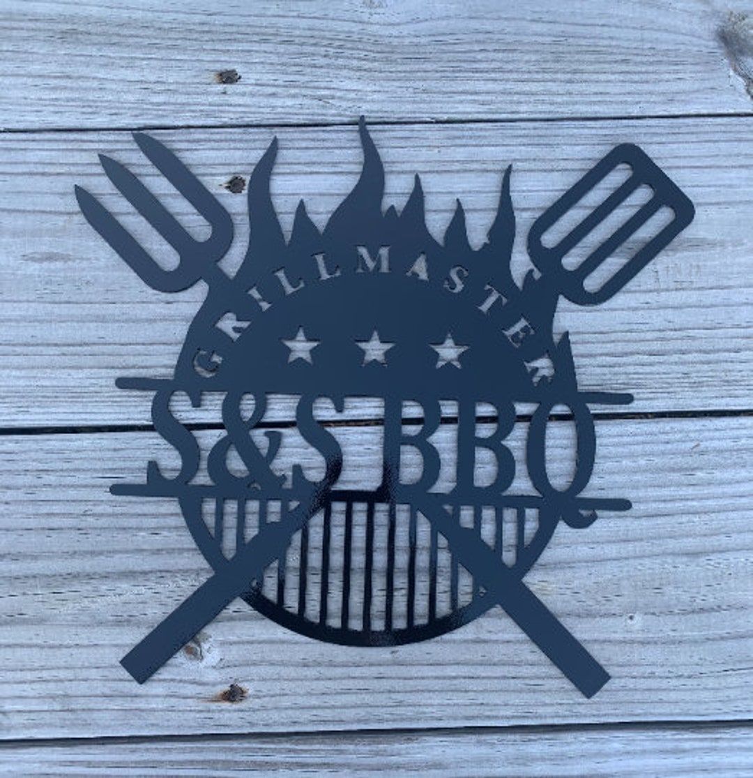 Personalized Metal BBQ Grill Master Sign Grilling Sign Metal Wall Art ...