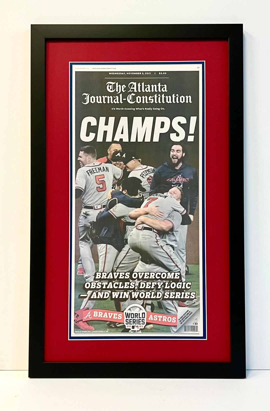 2021 Atlanta Braves World Series Championship AJC Framed REAL Newspaper ...