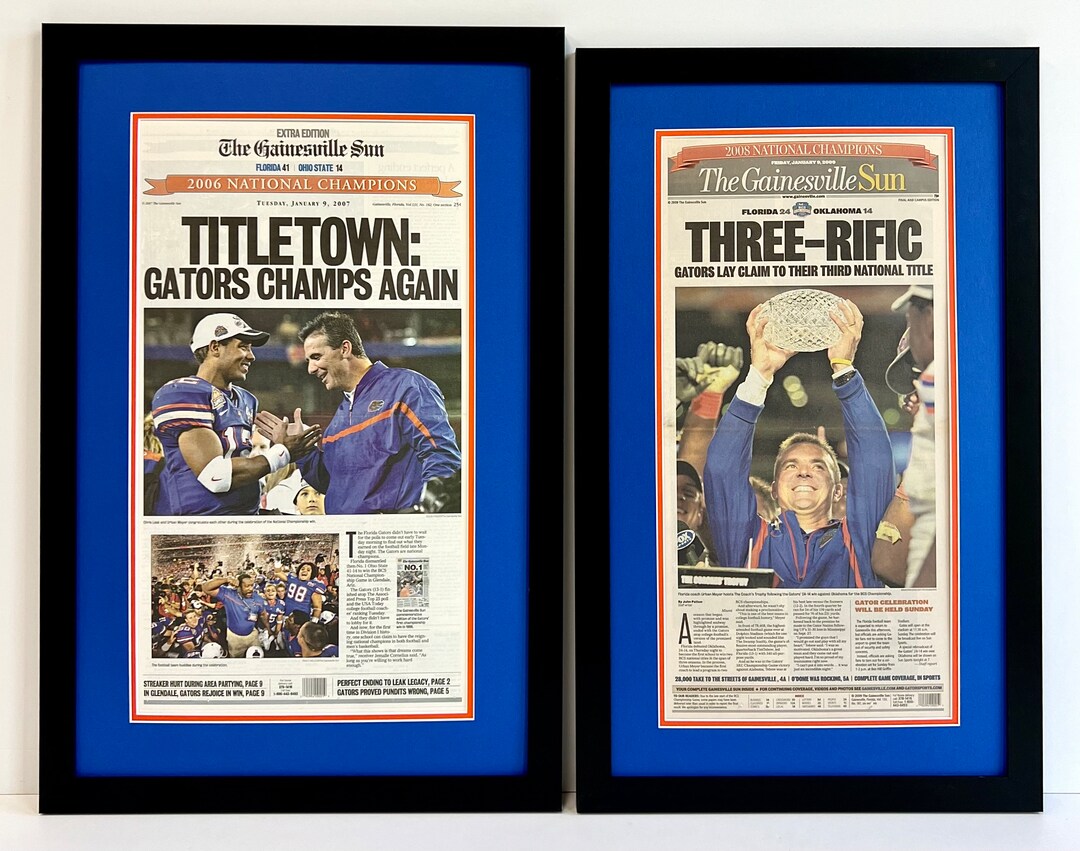 2006 & 2008 Florida Gators Football BCS National Championship Framed ...