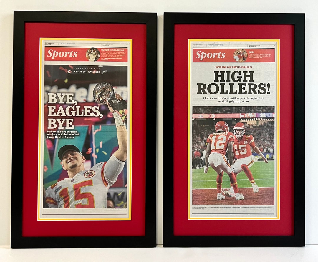 2* 2023 & 2024 Kansas City Chiefs Super Bowl Championship Framed REAL ...