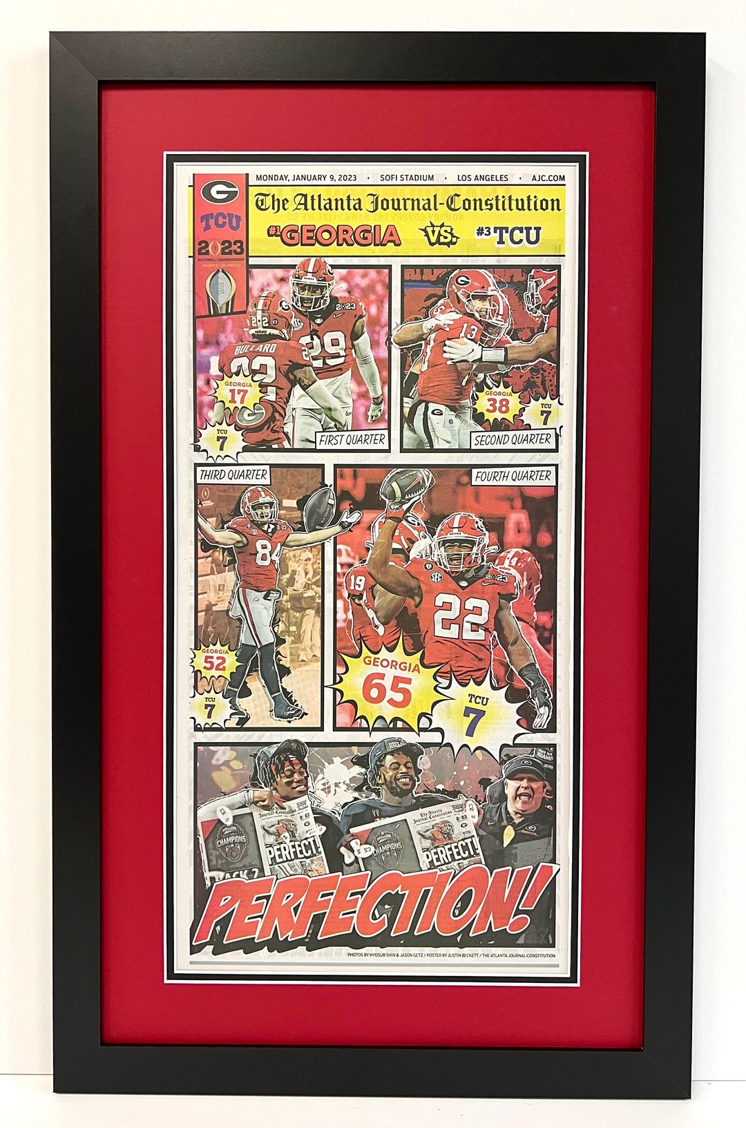 2023 UGA Georgia Bulldogs National Championship Cartoon Comic Framed Real AJC Newspaper 17x28 - Etsy