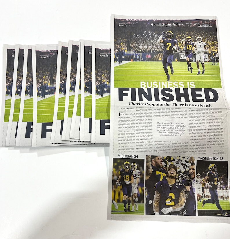 2023-2024 Michigan Wolverines Football Framed REAL Newspaper CFP ...