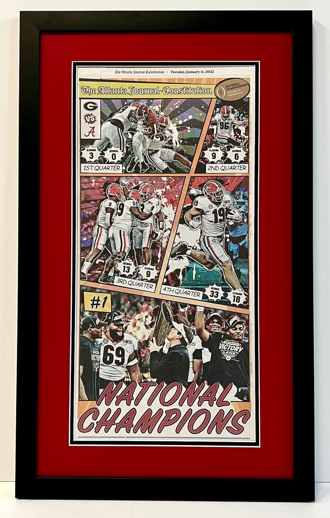 2022 UGA Georgia Bulldogs National Championship Cartoon Comic Framed ...