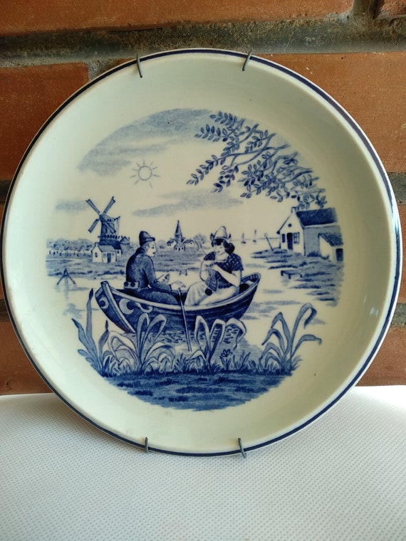 Blue and White China Boch Belgium Delft China Dutch Scene Plates Delft ...
