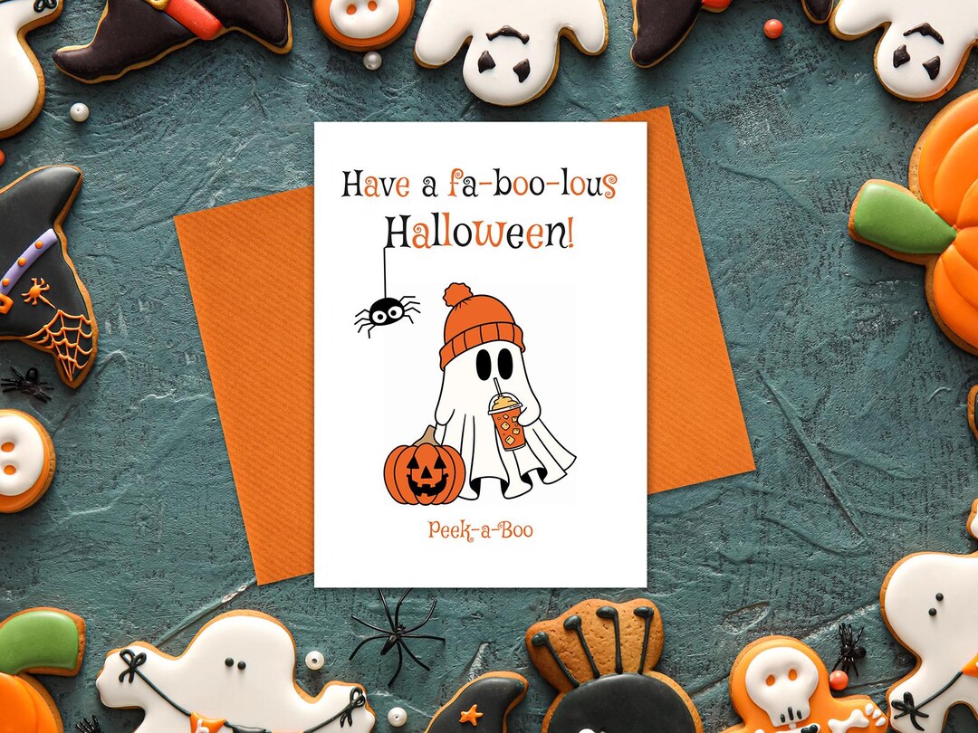Funny Ghost Halloween Card, Printable Peek-a-boo Greeting, Instant ...