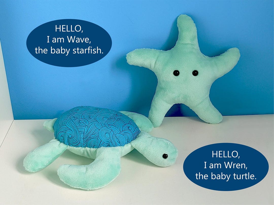 Handcrafted Plush Sea Animals, Turtle or Starfish, Original Products ...