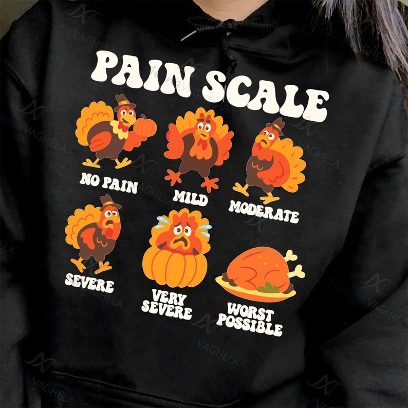Turkey Pain Scale PNG, Funny Thanksgiving Chart Design, Cartoon Turkey ...