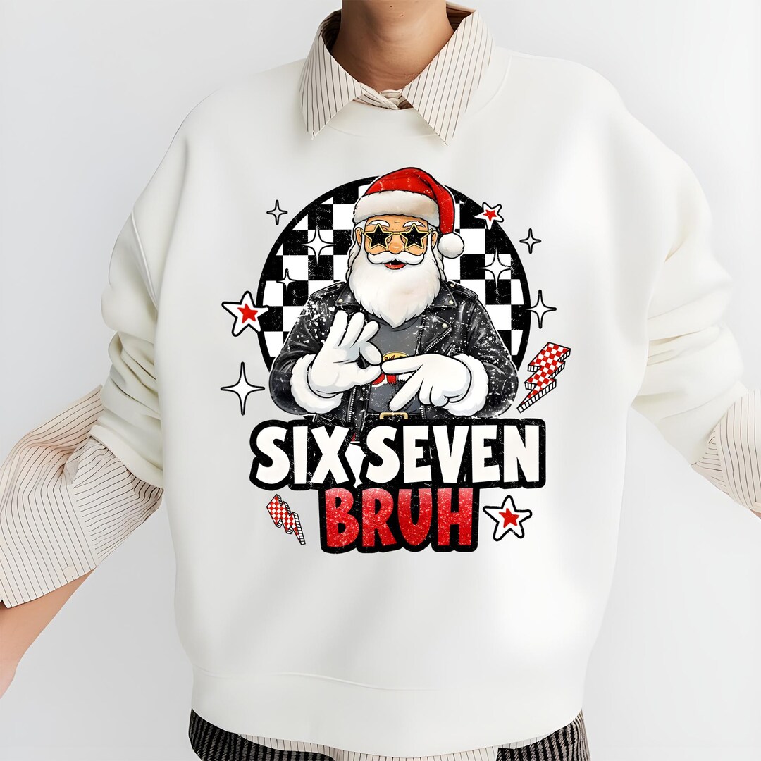 Trend Six Seven PNG, Rockstar Santa Six Seven Bruh PNG, Cool Christmas ...