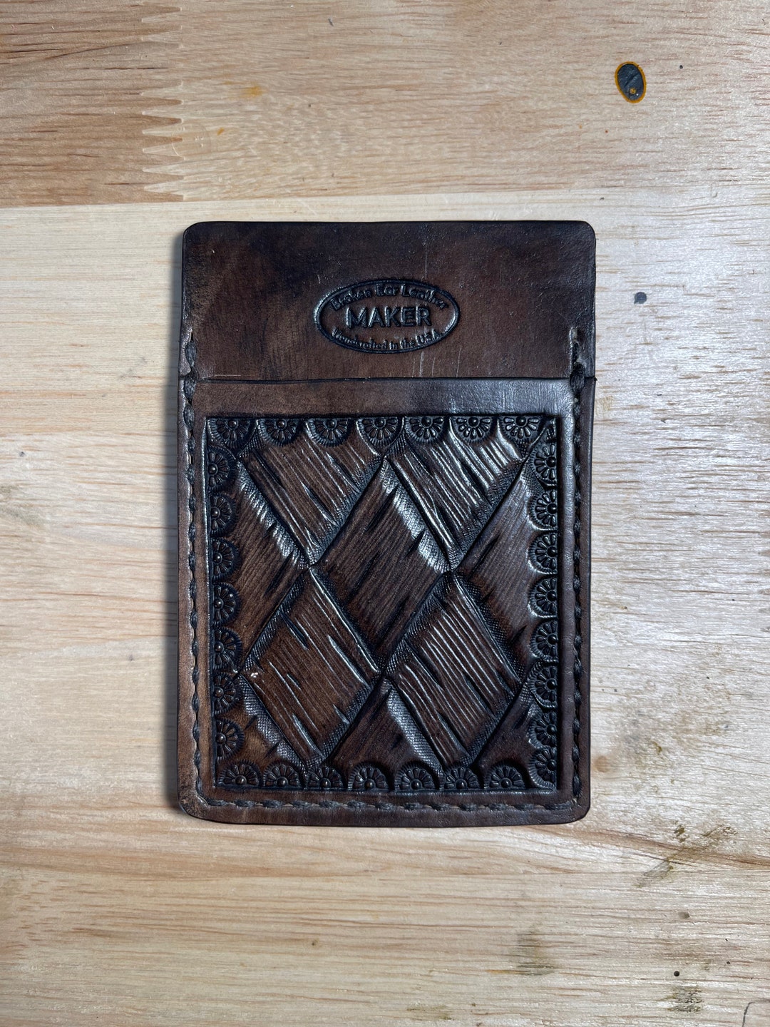 Hand Tooled Card Holder - Etsy