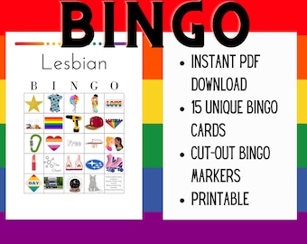 Pride Flag BINGO Printable Party Game LGBTQIA // BINGO Cards // Pride ...
