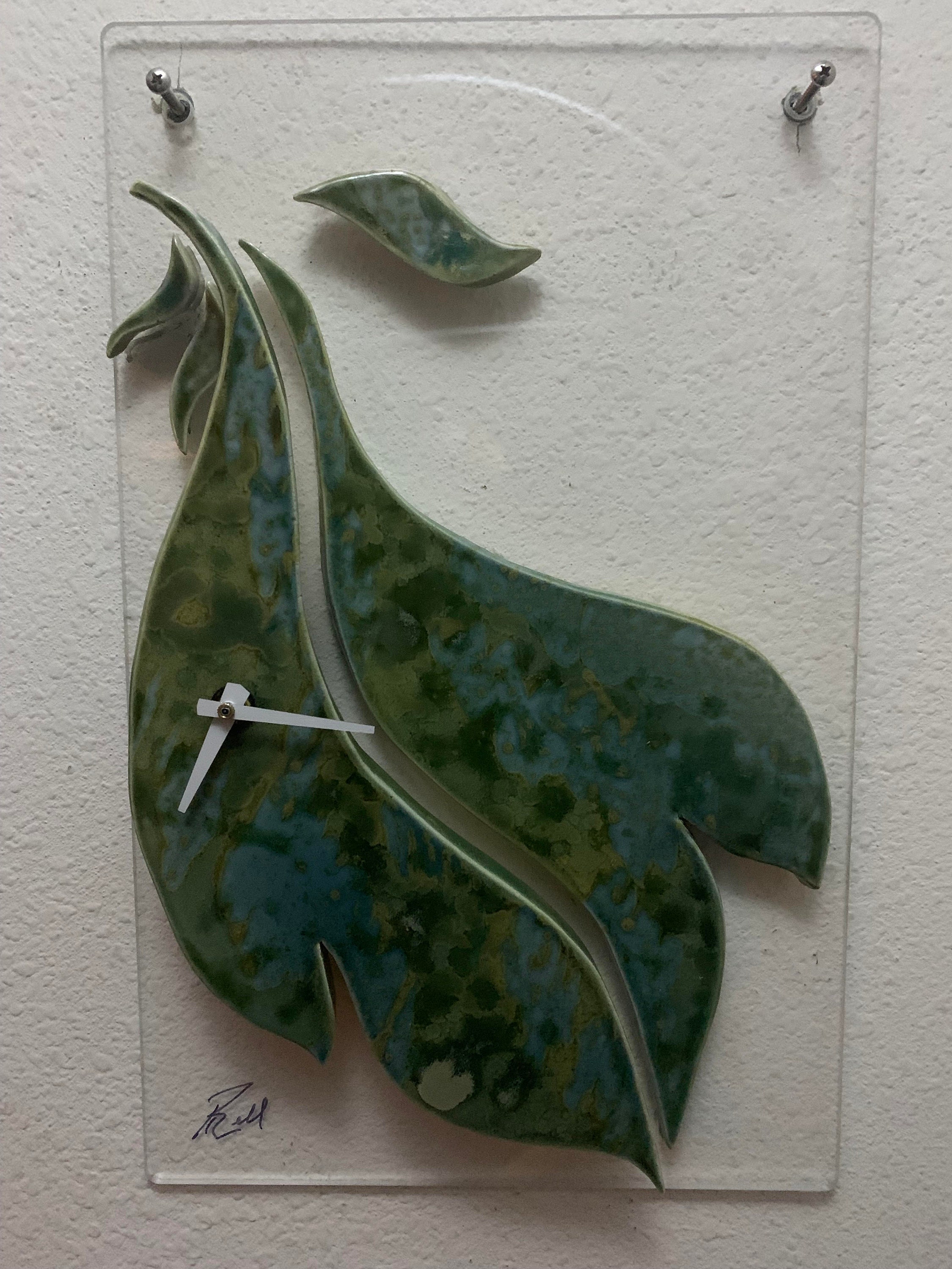 Leaf Wall Clock, Ceramic Wall Clock, Abstract Room Clock. Time Piece ...