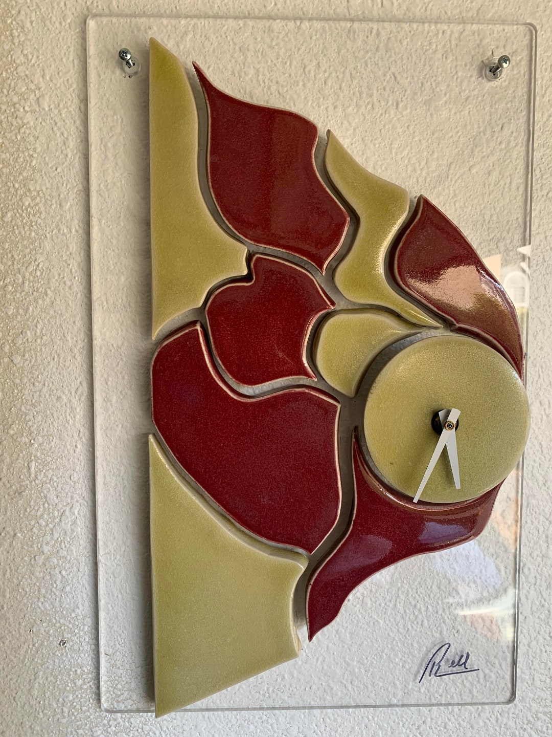 Ceramic Wall Watch. This Abstract Clock Piece is a Bright and Colorful ...