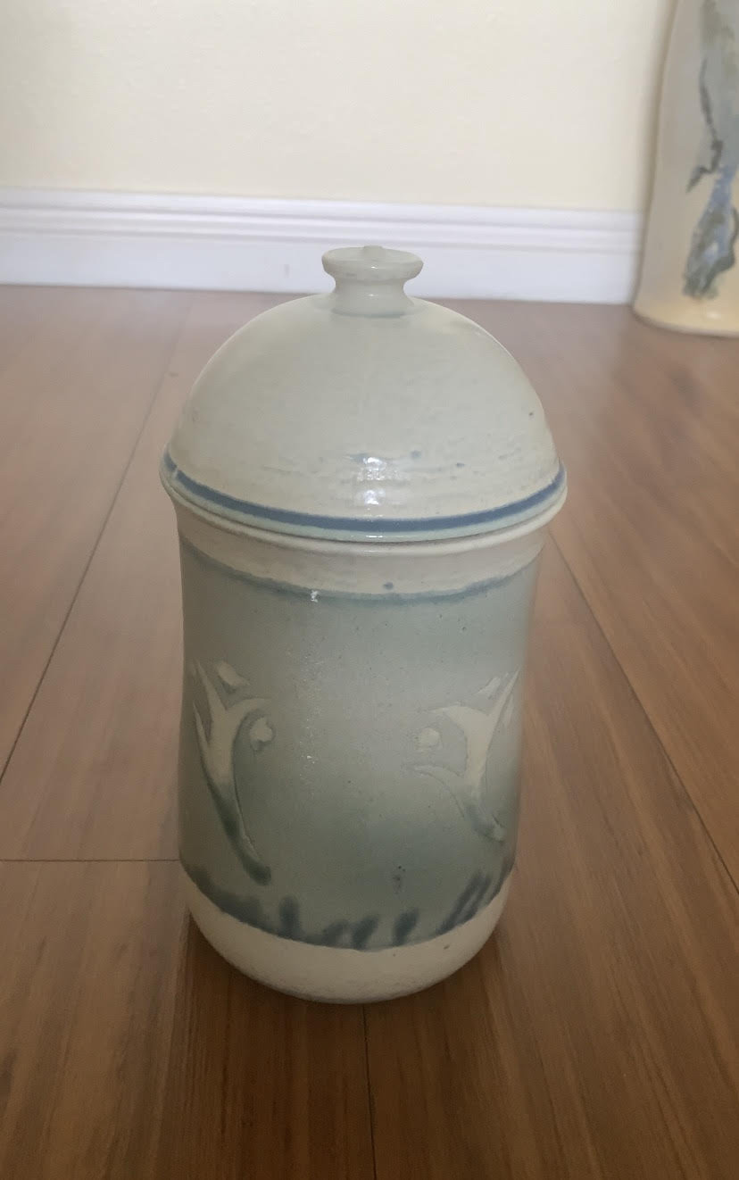 Knob Lidded Creation, Unique Cylinder With a Light Color. Light Blue ...