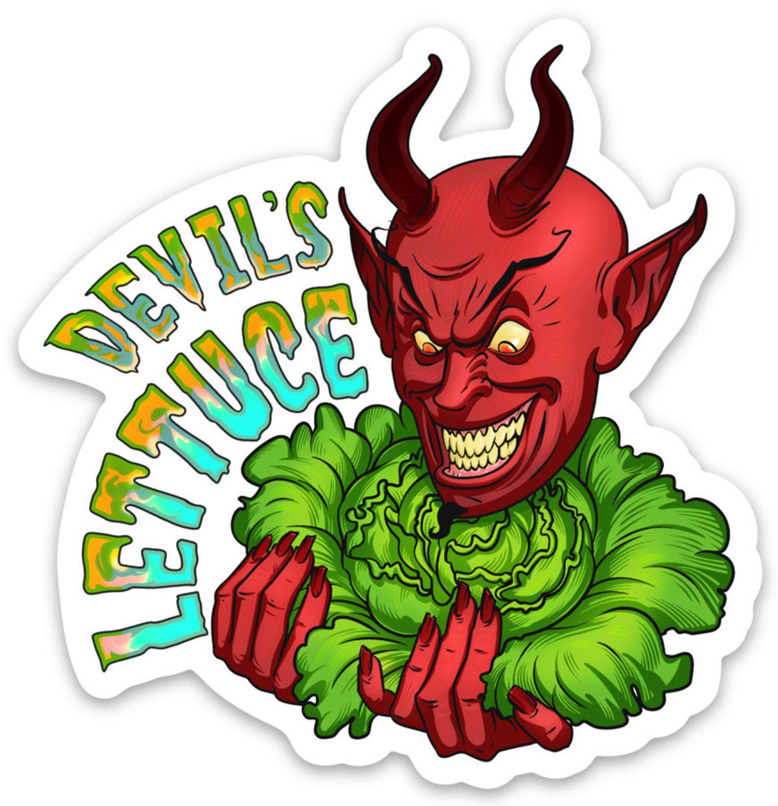 Devil’s Lettuce Sticker (yellow Lettering) - Etsy