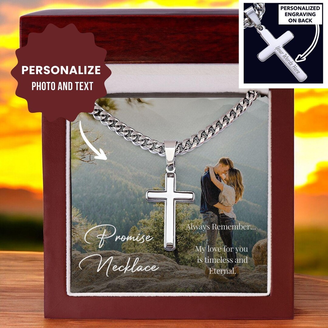 Mens Sterling Silver Cross Necklace With Cuban Link Chain and ...