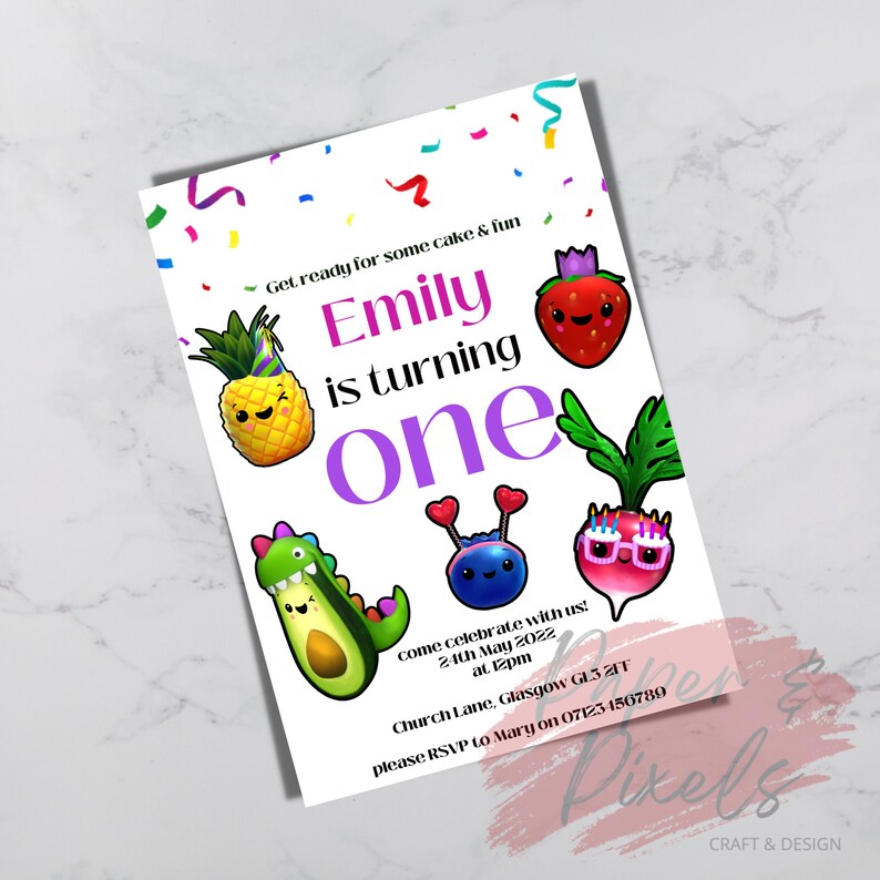 Heybear Dancing Fruits Party Invitation digital File - Etsy