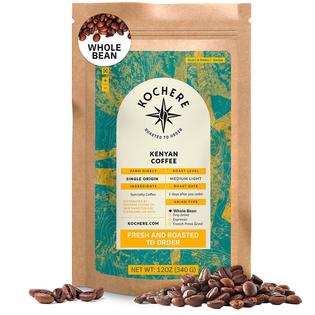 Kochere Coffee Kenyan Nyeri Embu AB Medium-light Roast - Lemon ...