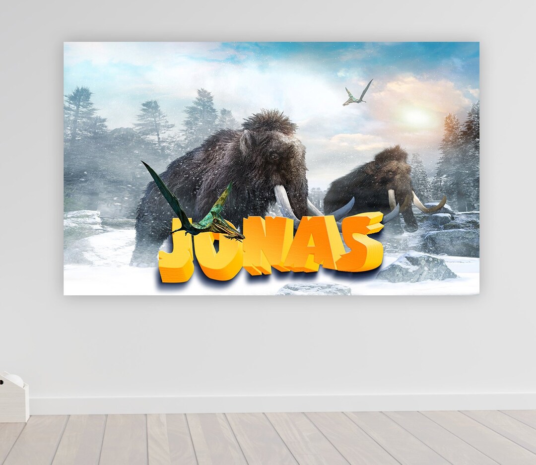 Cooles Poster mit Namen Mammut Eiszeit Bild für die Wand | für Kinder ...