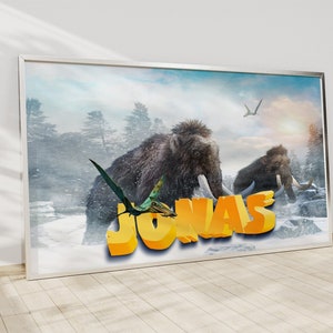 Cooles Poster mit Namen Mammut Eiszeit Bild für die Wand | für Kinder ...