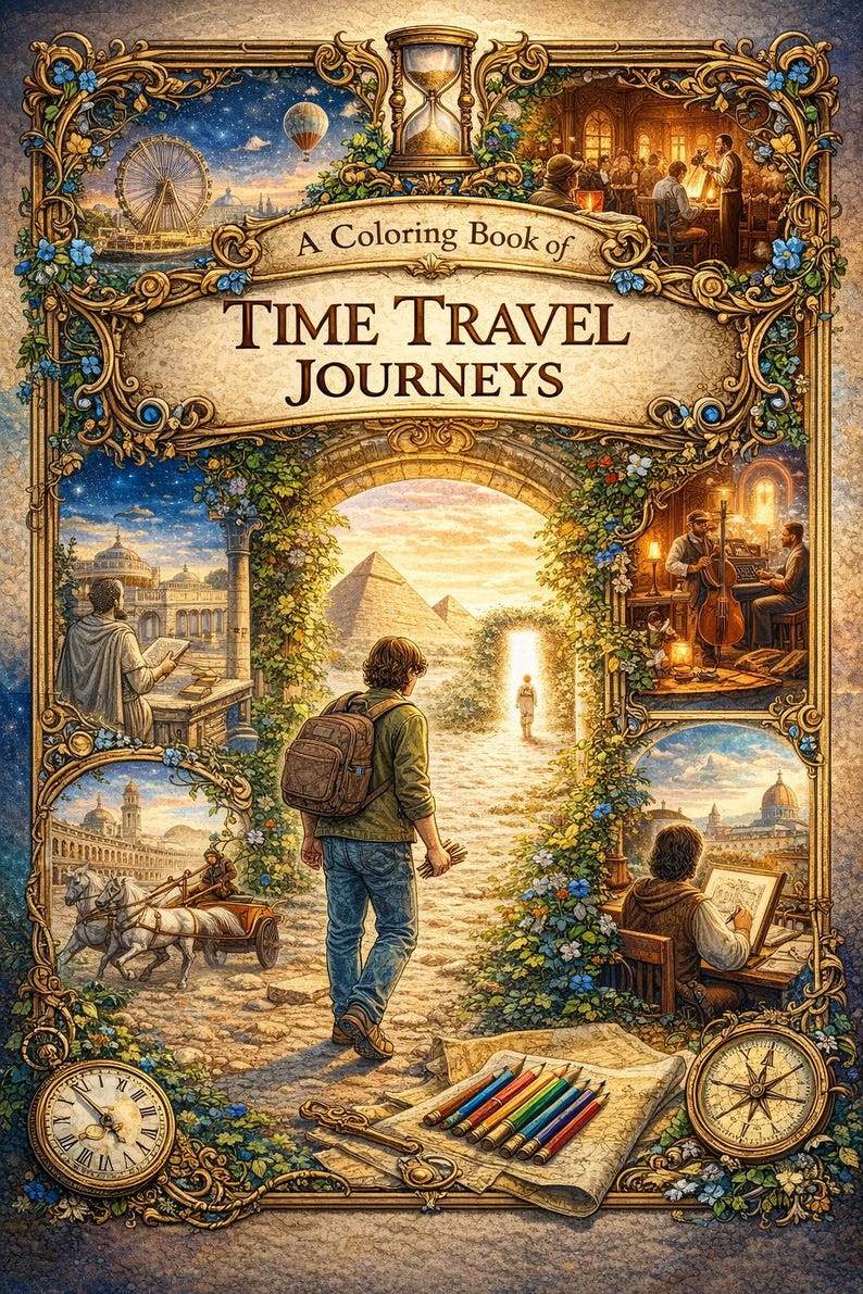 A Coloring Book of Time Travel Journeys: Searching for Another Time - Etsy