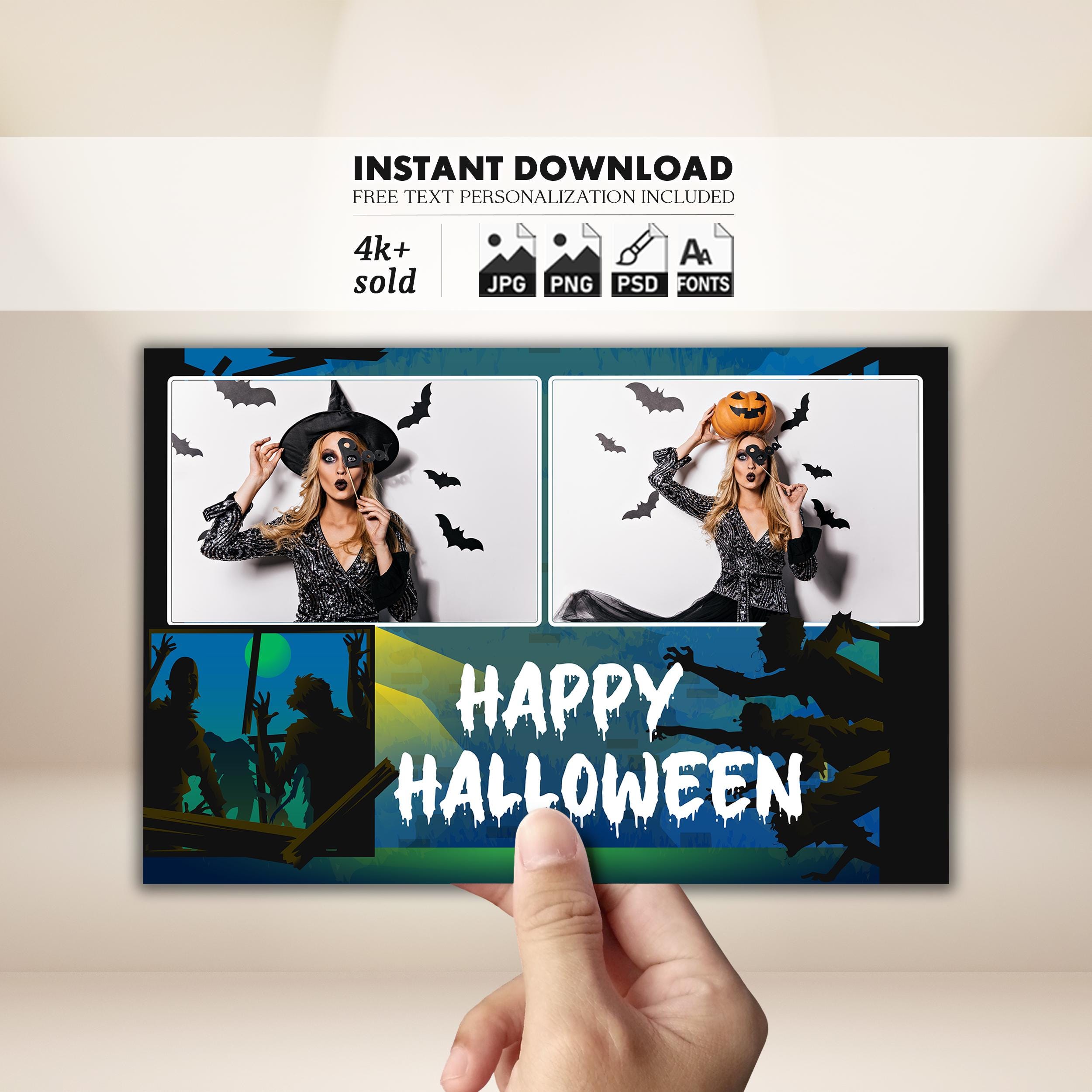 Halloween Photo Booth Template 4x6 | Zombie Apocalypse Frame | Haunted ...