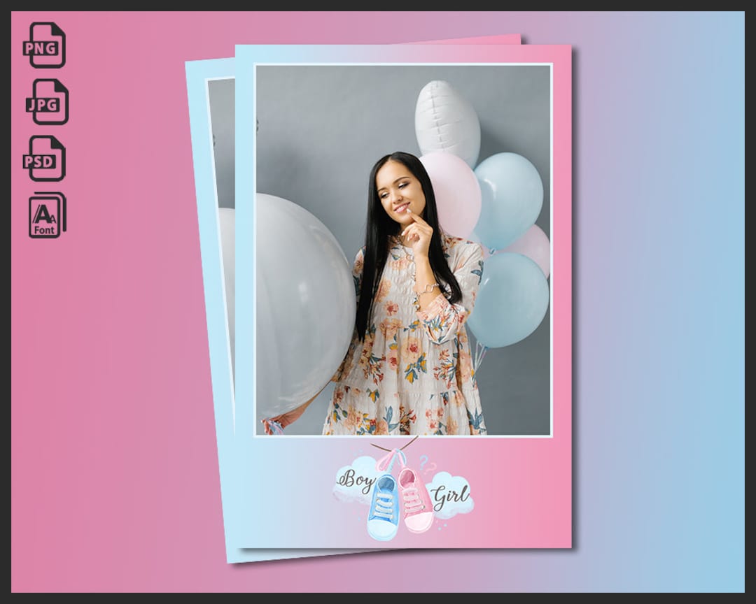 Gender Reveal Photo Booth Template 4x6 | Boy or Girl Party Strip ...