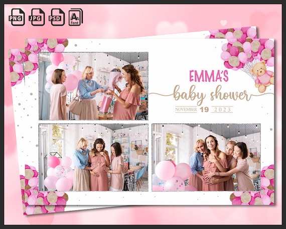 Baby Shower Photo Booth Template Boy or Girl Photobooth Party Frame Gender Reveal 4x6 Background Modern Strip Editable Overlay Psd Etsy