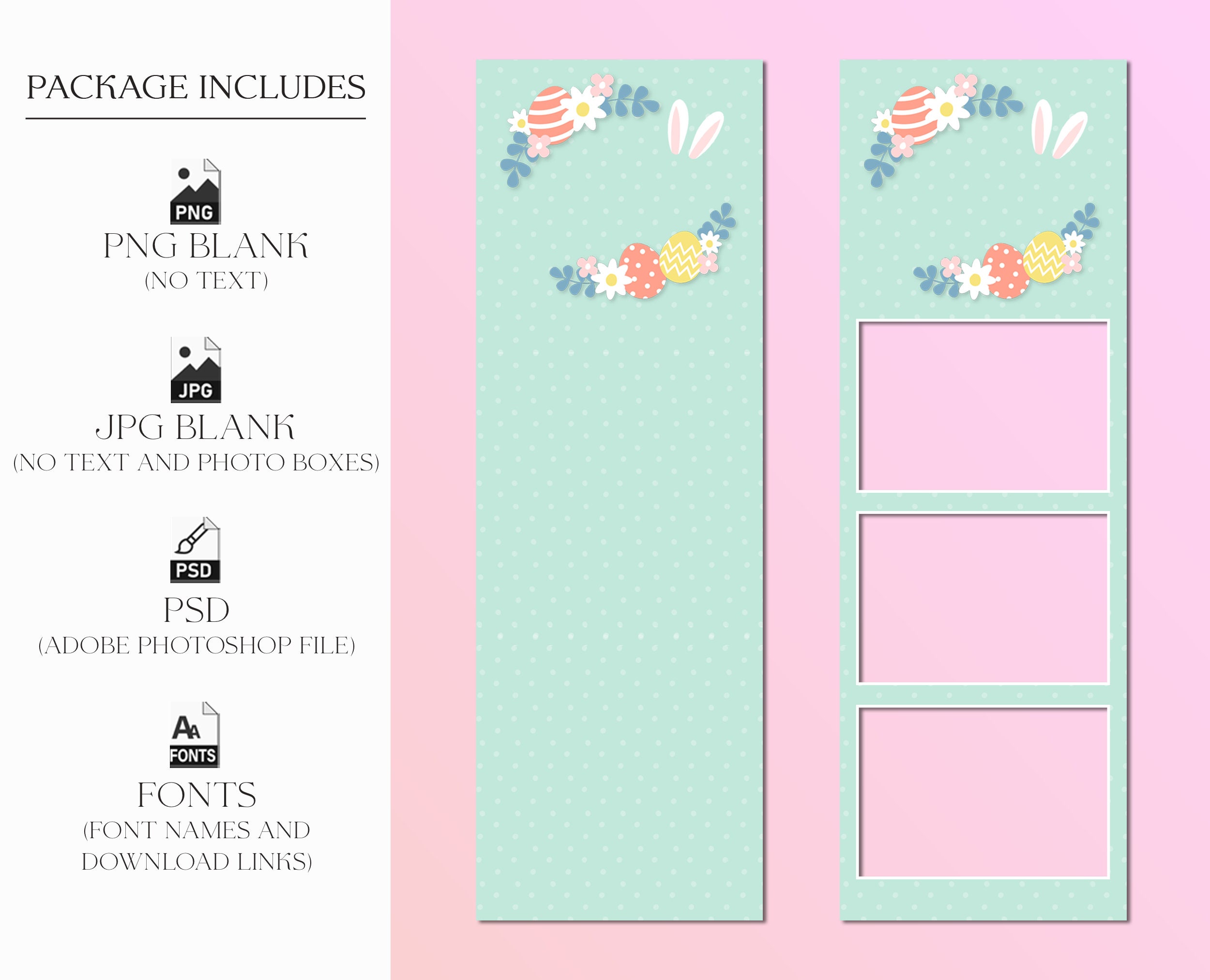 Easter Photo Booth Template 2x6 | Bunny & Eggs Photobooth Frame ...