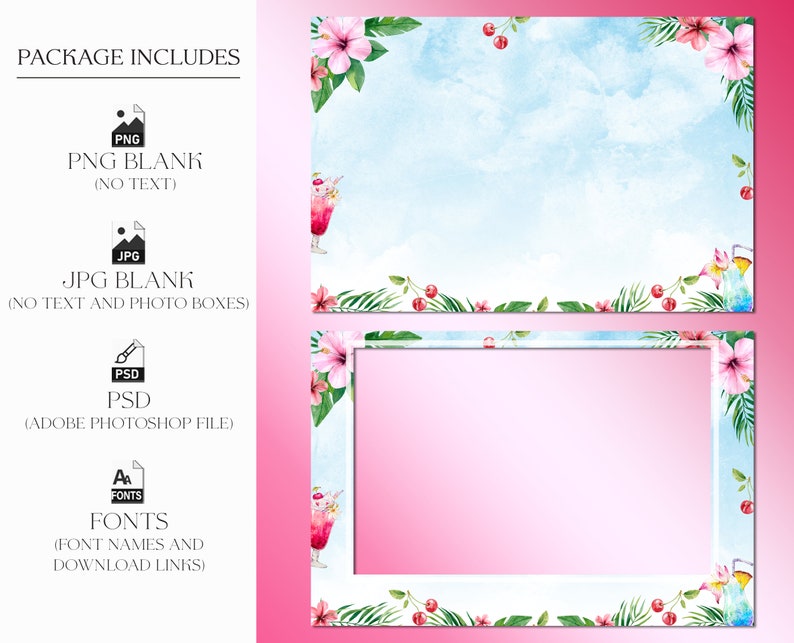 Tropical Photo Booth Template, Photobooth Hawaii Party Frame, 4x6 ...