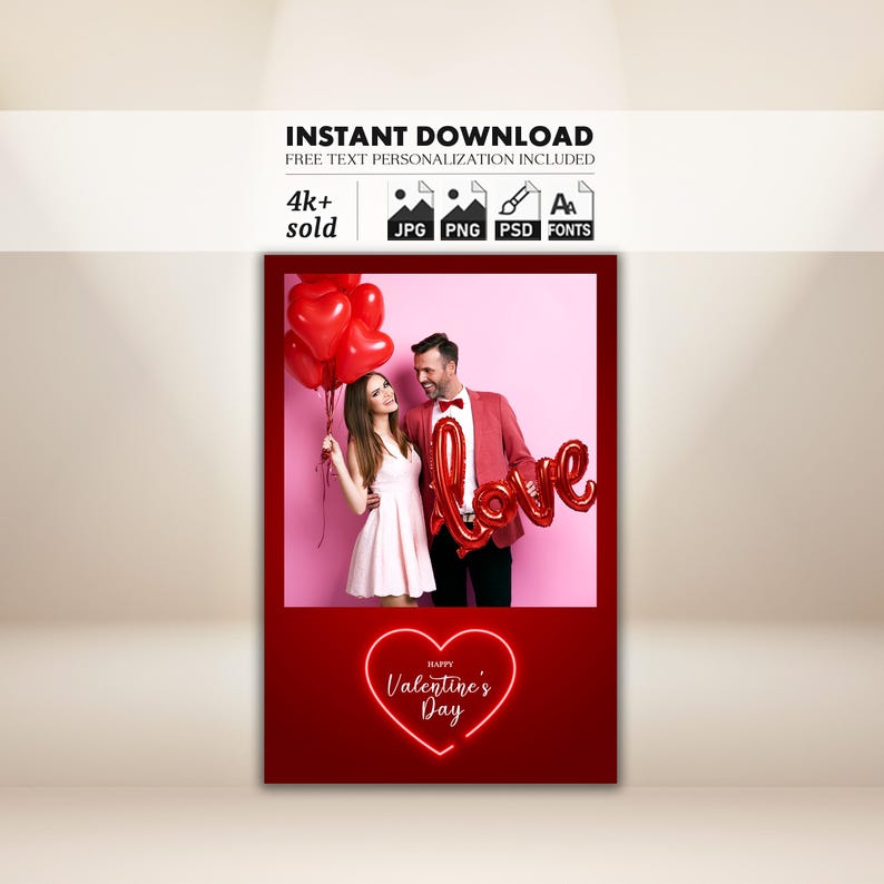 Valentines Day Photobooth Template Red Valentine's Day Photo Booth ...