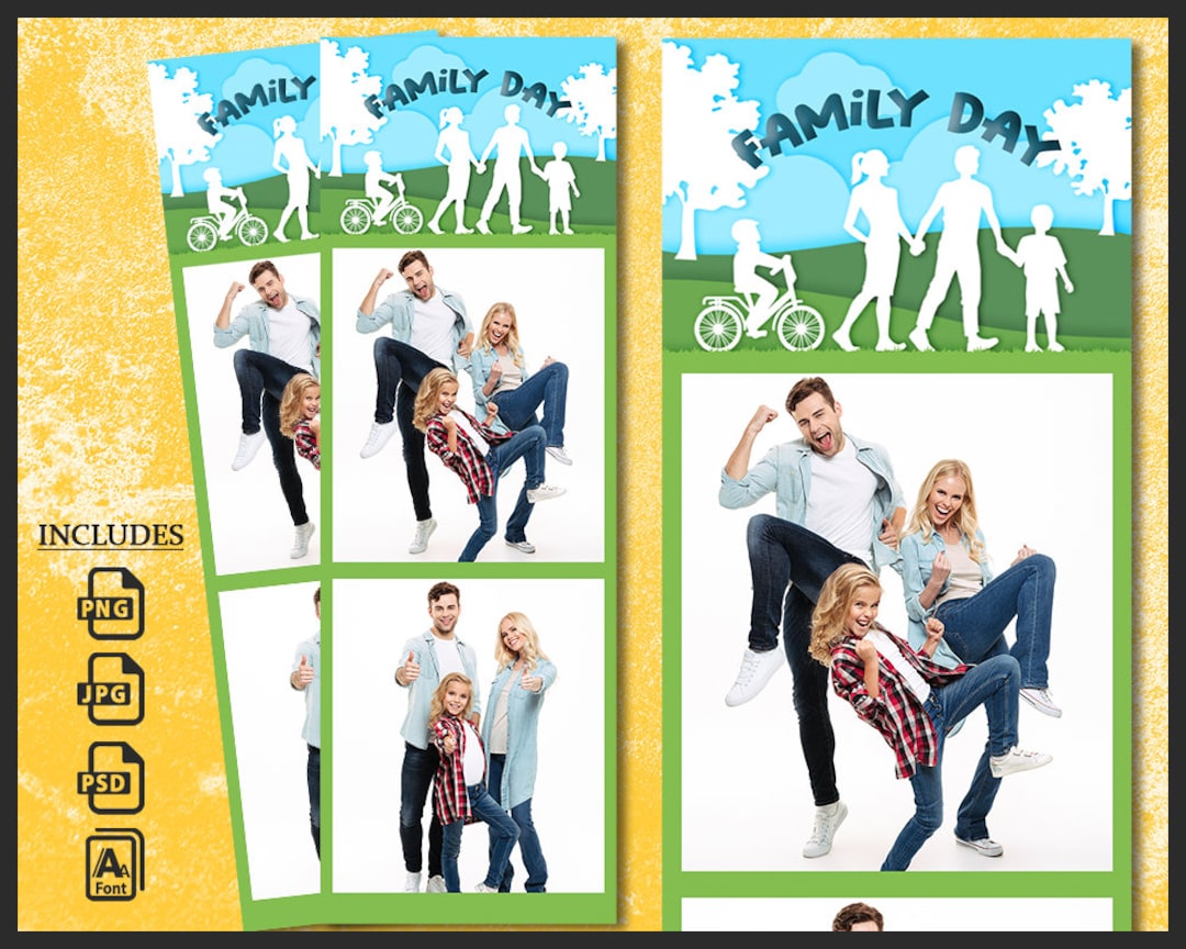 Family Day Photo Booth Template, Photobooth World Frame, 2x6 Background ...