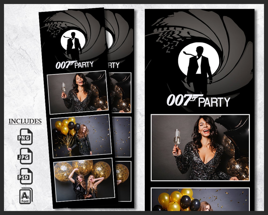 007 James Bond Photo Booth Template, Birthday Party, Theme Party, 2x6 ...