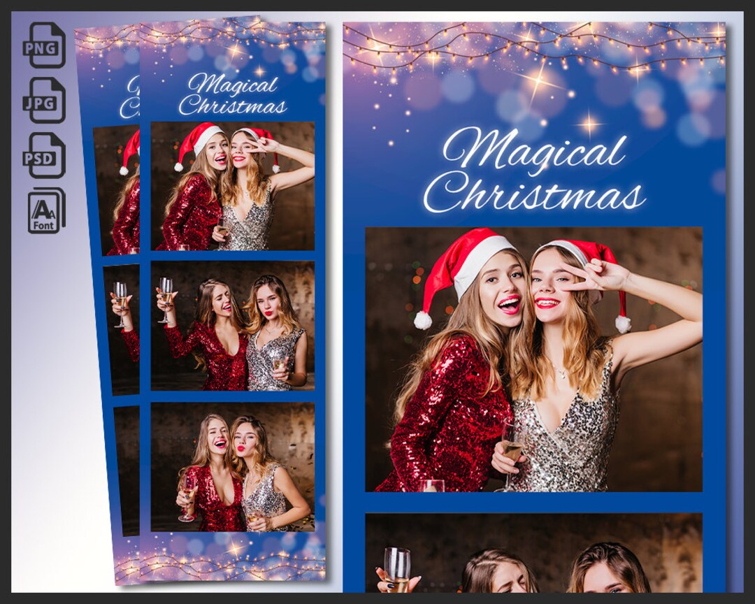Christmas Photo Booth Template, Photobooth Xmas New Year Party Frame ...