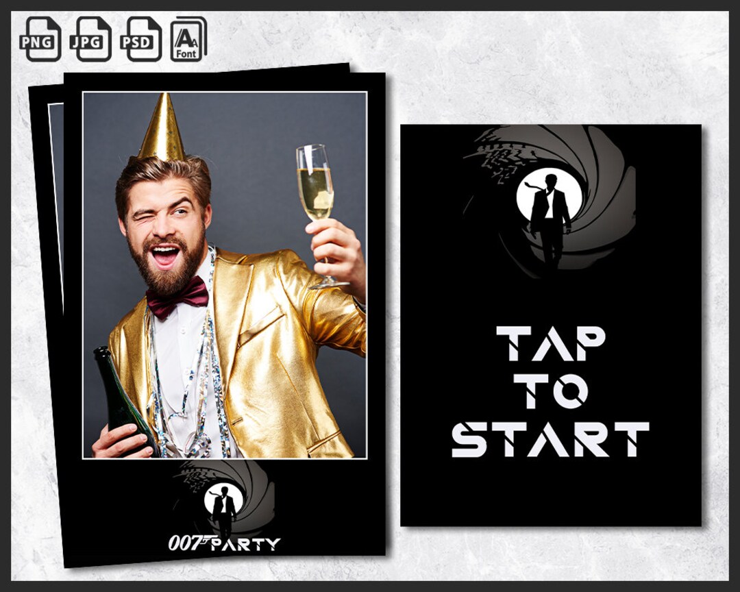 007 Photo Booth Template, James Bond Birthday Party, Start Screen, 4x6 ...